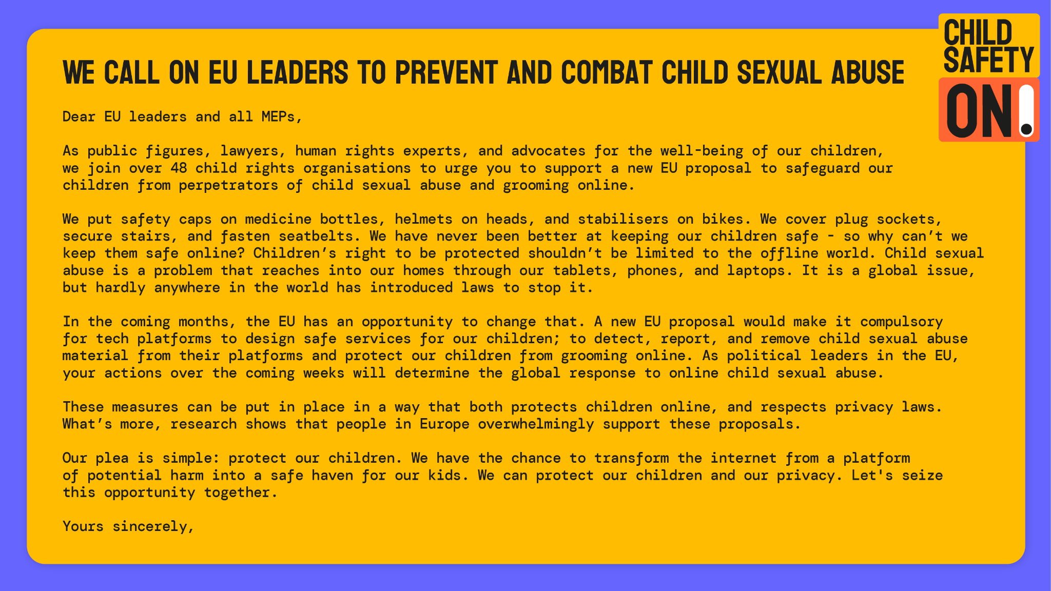 We Call On EU Leaders To Prevent And Combat Child Sexual Abuse Terre we-call-on-eu-leaders-to-prevent-and-combat-child-sexual-abuse-terre